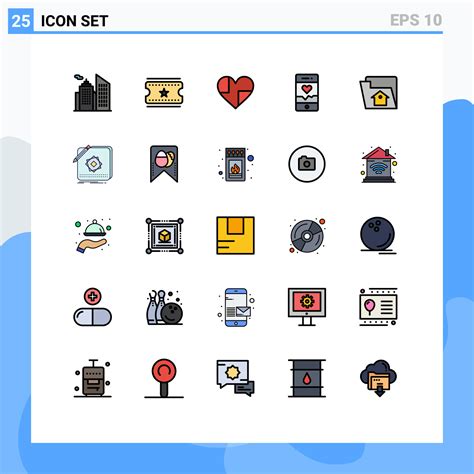 25 Thematic Vector Filled Line Flat Colors And Editable Symbols Of Setting Home Like Sport