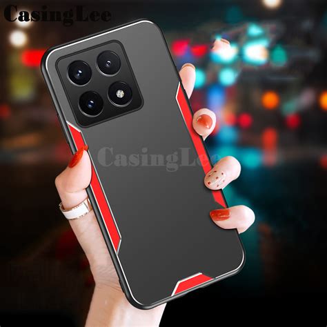 For Xiaomi 14t Pro Case Aluminum Metal Matte Cover Soft Silicone Frame