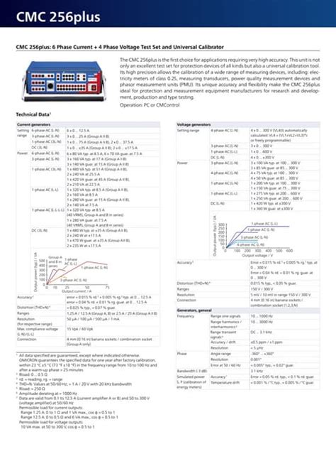 Omicron Cmc 256plus High Precision Relay Test Set And Universal Calibrator Datasheet Pdf