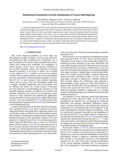 Pdf Hamiltonian Formulation Towards Minimization Of Viscous Fluid