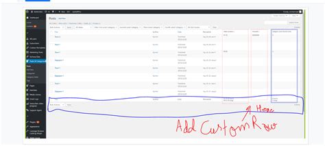how to add a complete custom row in wordpress post table at end stack