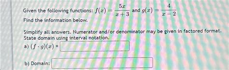 solved given the following functions f x 5xx 3 ﻿and