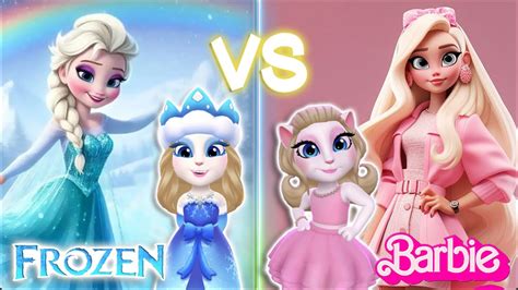 My Talking Angela 2 Frozen Elsa Vs Barbie Cosplay Youtube