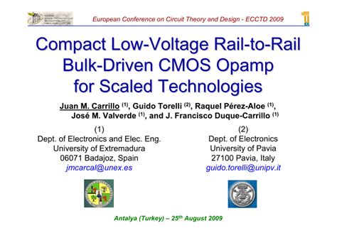 pdf compact low voltage rail to rail bulk driven cmos opamp for