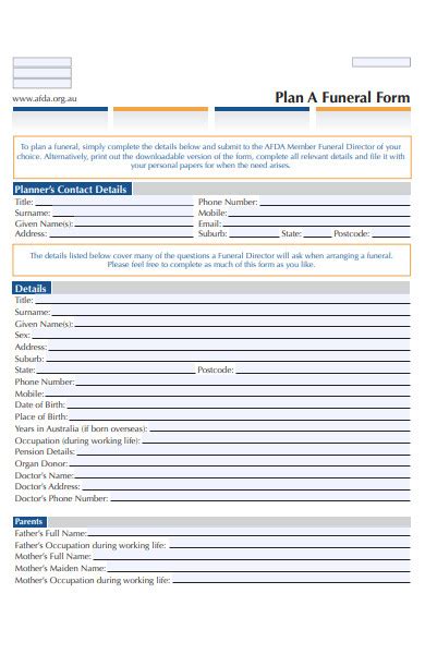 Free 51 Funeral Forms In Pdf Ms Word