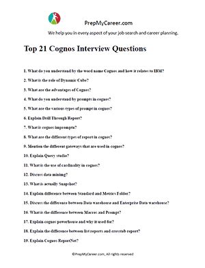 Top Cognos Interview Questions In With Answers