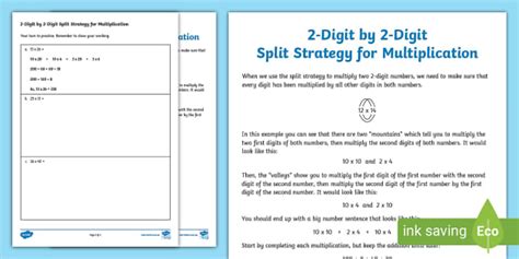 2 Digit By 2 Digit Split Strategy For Multiplication