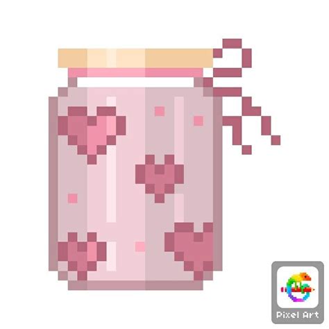 Pink Pixel Art Jar With Hearts