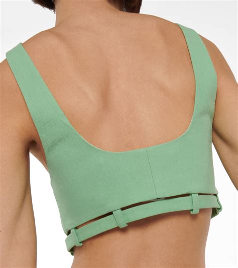 Cotton Canvas Crop Top In Green Ganni Mytheresa