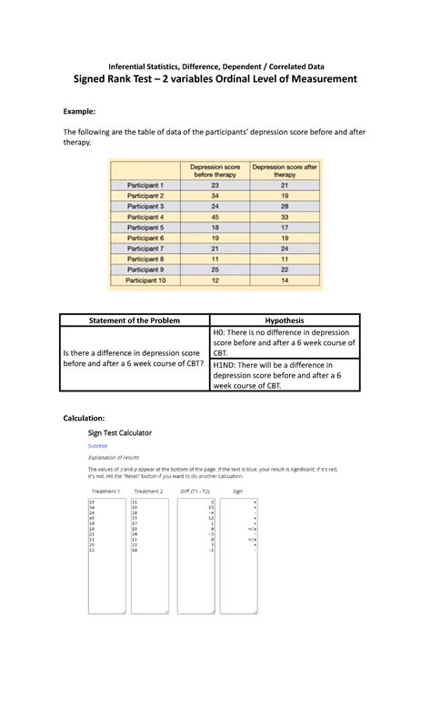 Sign Test Example For Sign Test Problem Solving Inferential