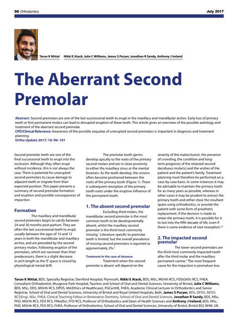 Pdf The Aberrant Second Premolar