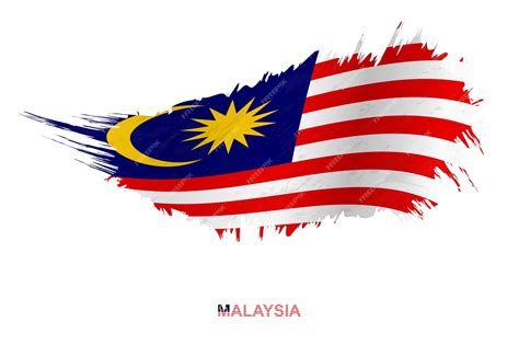 Premium Vector Flag Of Malaysia In Grunge Style With Waving Effect