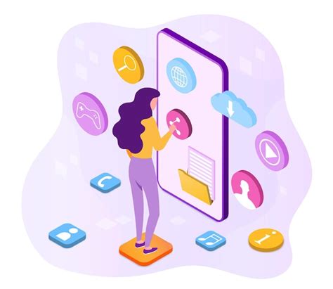 Premium Vector Ux Ui Design With Text Place For Hero Images Woman Assorting App Icons In