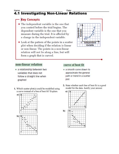 Investigating Non Linear Relations Name Date Studocu