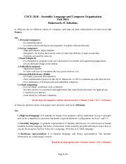 CSCE F HW SOL Pdf CSCE Assembly Language And Computer Organization Fall
