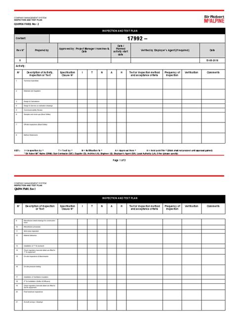 Qmp06 Fm01 Itp Template Pdf