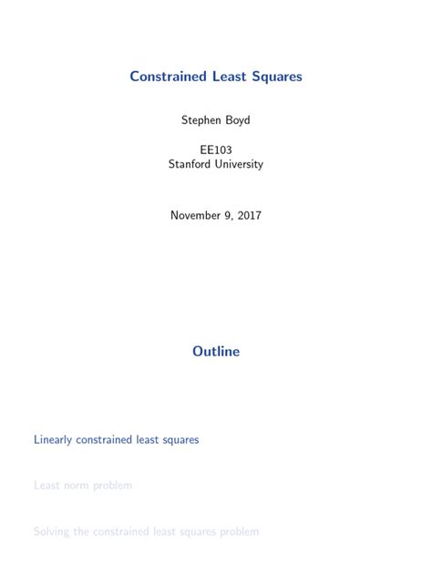 constrained least squares slides pdf least squares equations