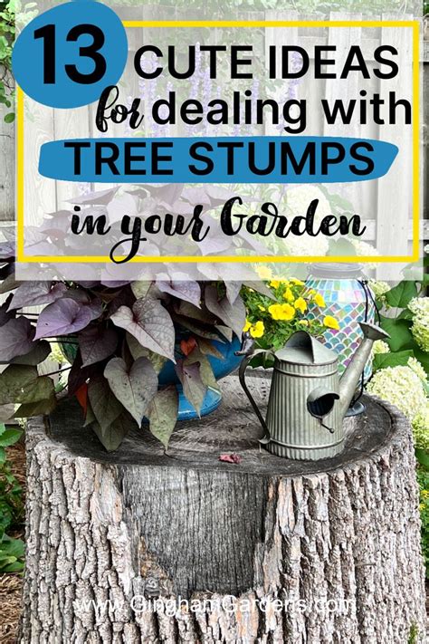 How To Make A Tree Stump Planter Lots Of Creative Ideas Gingham Gardens Tree Stump Planter