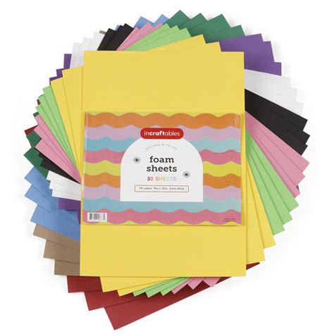 Incraftables Craft Foam Sheet 9x12 Inch 30 Sheets Eva Foam Paper