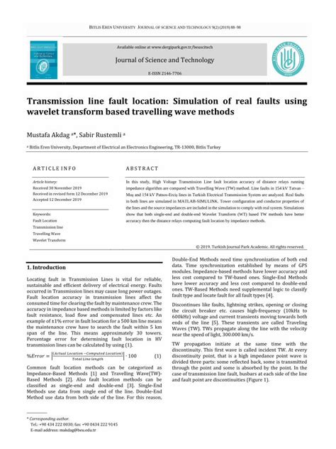Pdf Transmission Line Fault Location Simulation Of Real Dokumen Tips