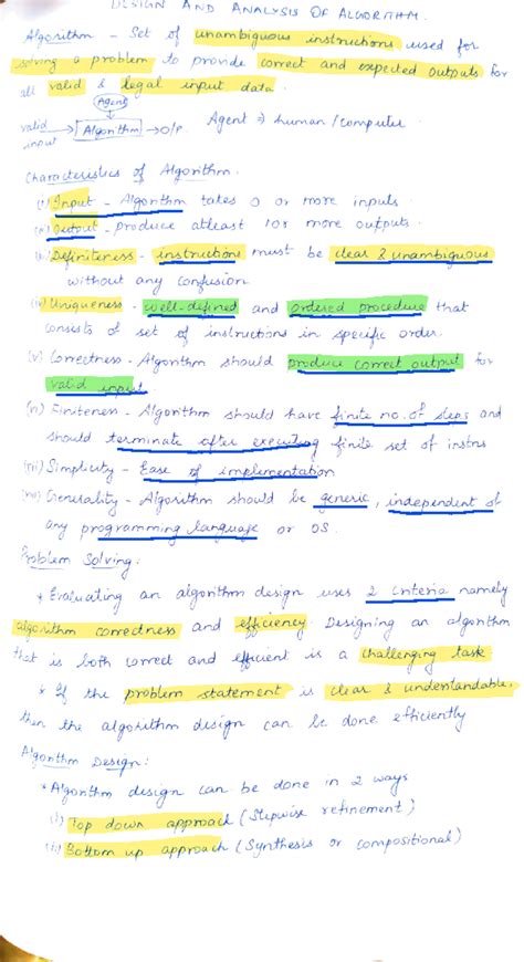 Daa Notes Unit 1 Design And Analysis Of Algorithms Studocu