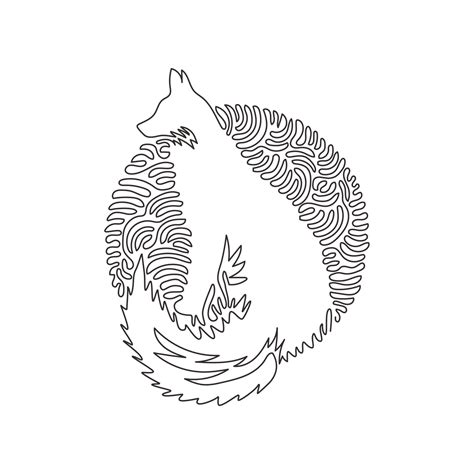 Continuous Curve One Line Drawing Of Cute Sitting Fox Curve Abstract Art Single Line Editable