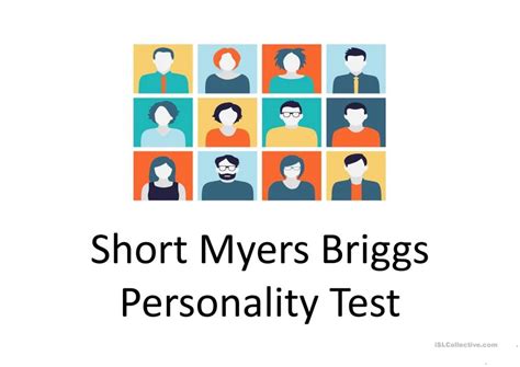 Short Myers Briggs Personality Test Worksheet Free Esl Projectable