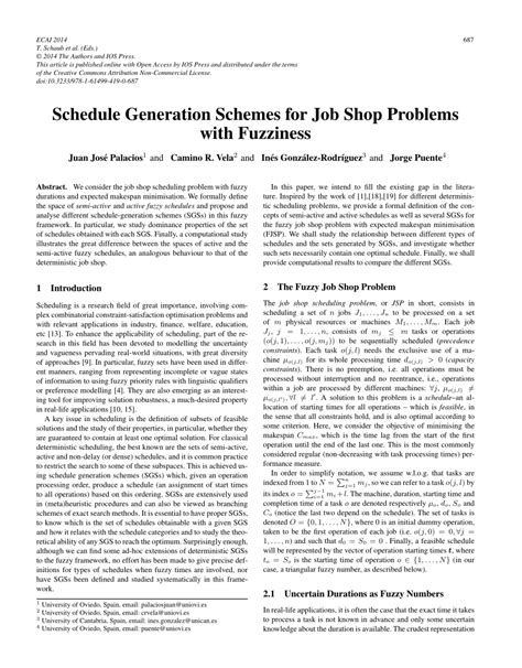 Pdf Schedule Generation Schemes For Job Shop Problems With Fuzziness