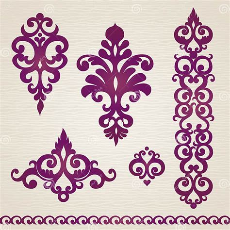 Vector Set With Classical Ornament In Victorian Style Stock Vector
