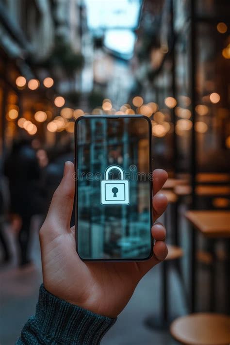 Ai Cyber Security A Focused Image Of A Hand Raised Holding A Smartphone That Displays A Clear