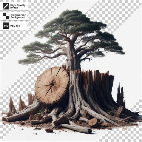 Premium PSD Psd Tree Trunkstump On Transparent Background With Editable Mask Layer