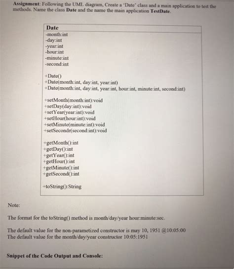 Solved Assignment Following The Uml Diagram Create A Date