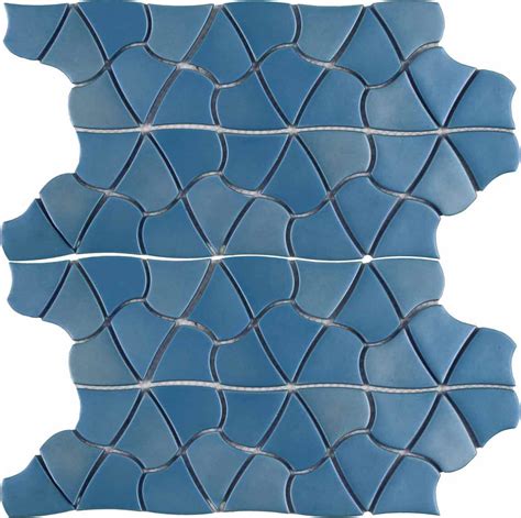 Hawaiian Flower Mosaic Tile Light Blue Mineral Tiles