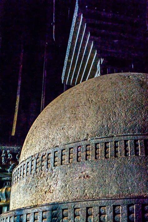 Interior Of Chaitya Hall Carved Octagonal Pillars At Karla Caves These Was Constructed Between