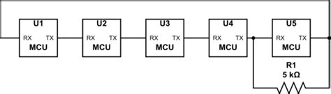 full duplex communication between multiple microcontrollers in an
