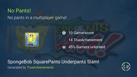 No Pants Achievement In Spongebob Squarepants Underpants Slam