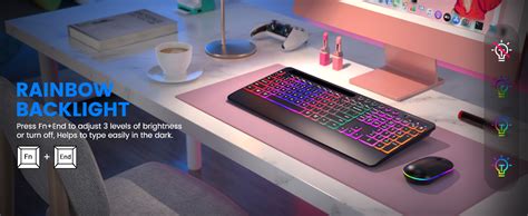 Wireless Keyboard And Mouse Combo Dual System Rgb Backlit Mouse And Keyboard 2 4g