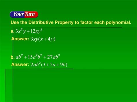 Factoring Using the Distributive Property - ppt download