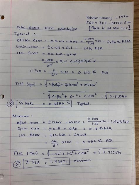 Dac8554 Total Unadjusted Error Calculation Data Converters Forum Data Converters Ti E2e