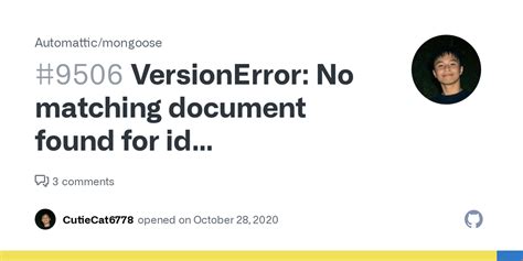 Versionerror No Matching Document Found For Id