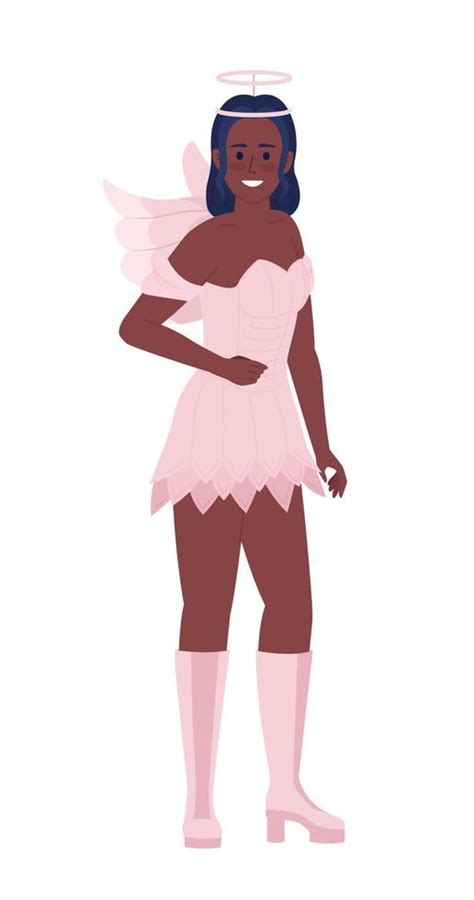 Hembra Cosplayer Semi Plano Color Vector Personaje Anime Convenci N Miembro Editable Cifra