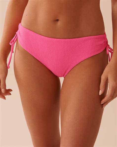 Pink Pop Textured Side Tie Cheeky Bikini Bottom La Vie En Rose Usa