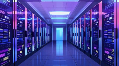 Server Racks In Modern Data Center Room With Hightech Networking Equipment Rows Of Computer