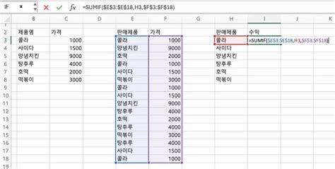 Vlookup Sumif 같이 사용해 조건에 맞는 값과 합 구하기 쉬운엑셀