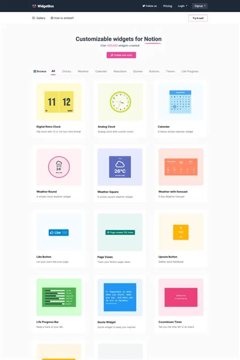 WidgetBox Notion App