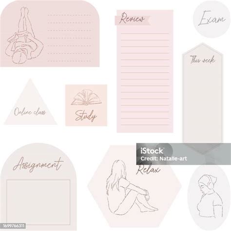 디지털 불렛저널링 또는 계획을 위한 디지털 메모지 및 스티커 디지털 플래너에 디지털 스티커를 사용할 준비가되었습니다 손글씨 미니멀한 스타일 벡터 아트 Bullet