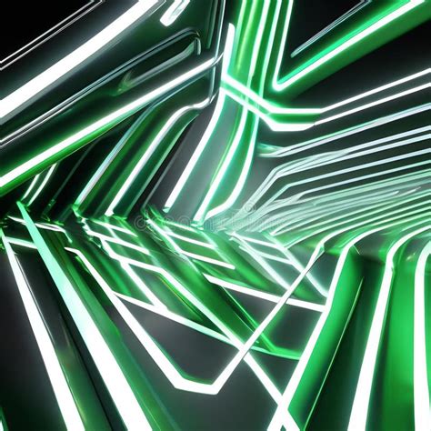 a visually stunning 3d render of abstract green neon lines dancing