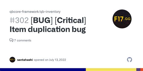 Bug Critical Item Duplication Bug · Issue 302 · Qbcore Frameworkqb Inventory · Github