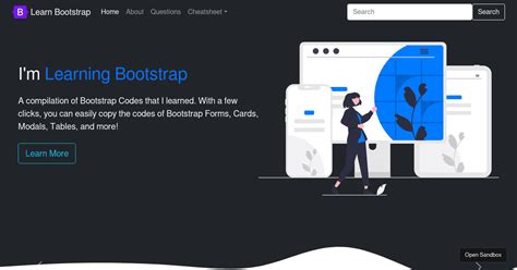 Bootstrap Cheatsheet Website Codesandbox