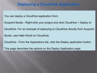 Mule Deploying A Cloud Hub Application PPT